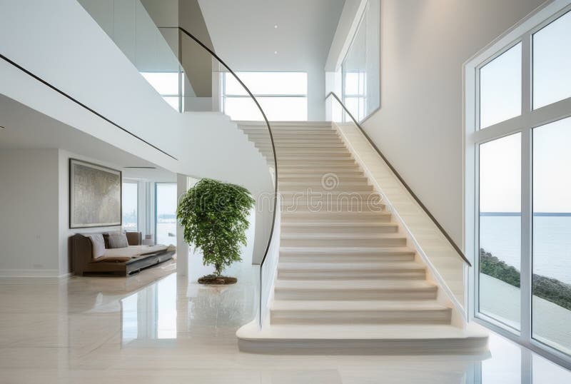 Interior of New Luxury House, Staircase View from the Second Floor ...