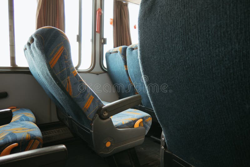 Interior of new modern bus stock photo. Image of chair - 256997402