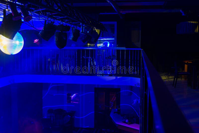 Interior of Night Club Lit with Blue Lights Stock Photo - Image of ...