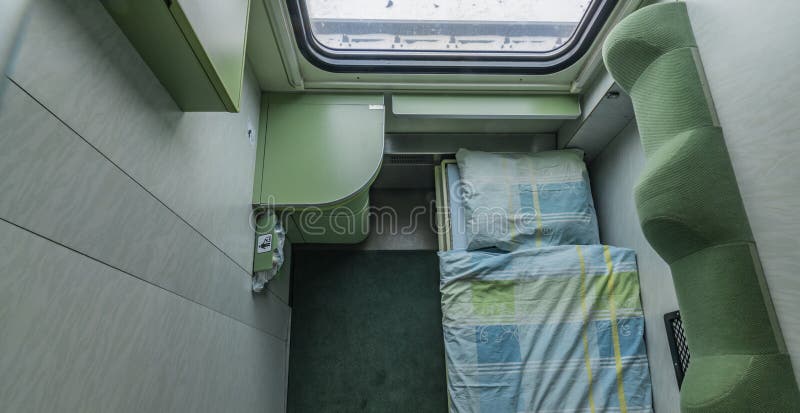 Interior of Night Train with Beds and Wash Basin Stock Image - Image of ...