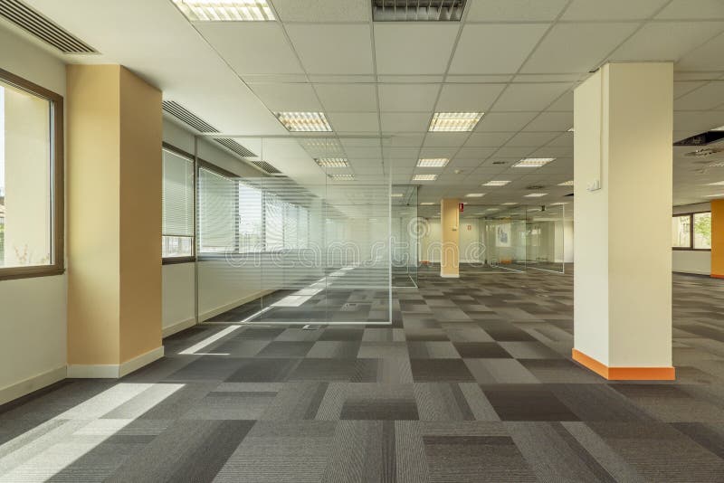 Interior of an Office Building with Open Spaces Stock Image - Image of ...
