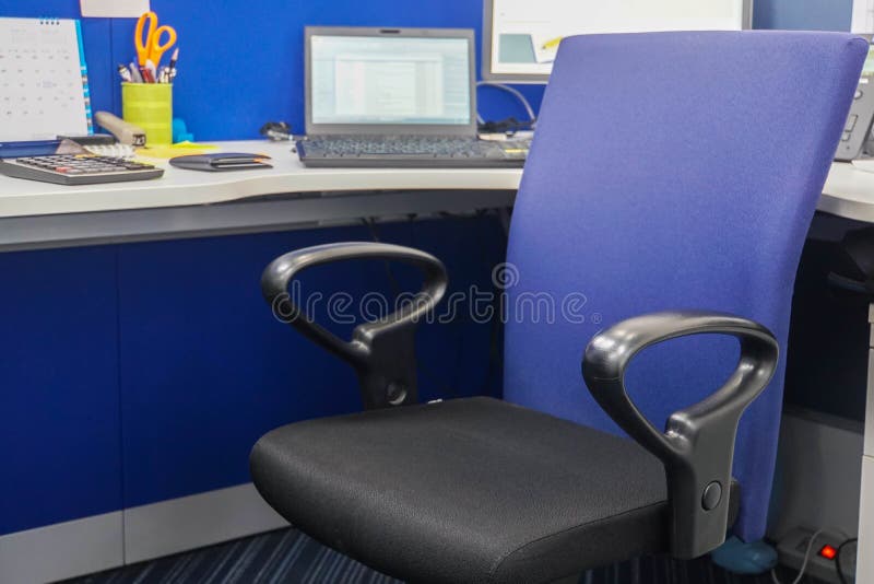 Interior of Office Chair and Desk for Work Stock Photo - Image of ...