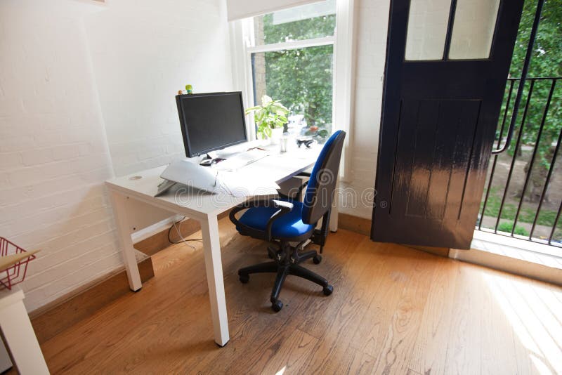 Interior of Office with Computer on Desk Stock Photo - Image of ...