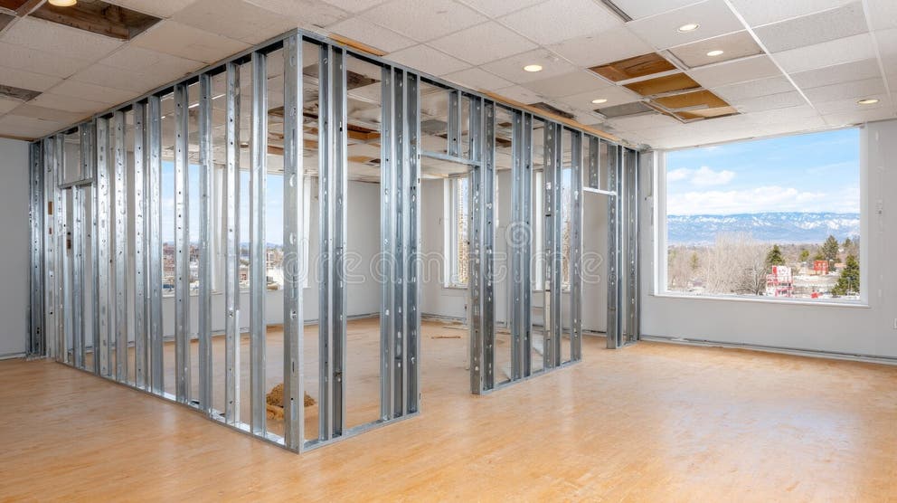 Interior Office Construction with Metal Stud Framing Stock Photo ...