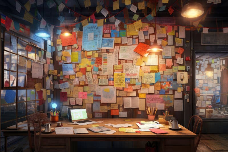 Interior of Office with Many Post-it Notes on the Wall, Discover an ...