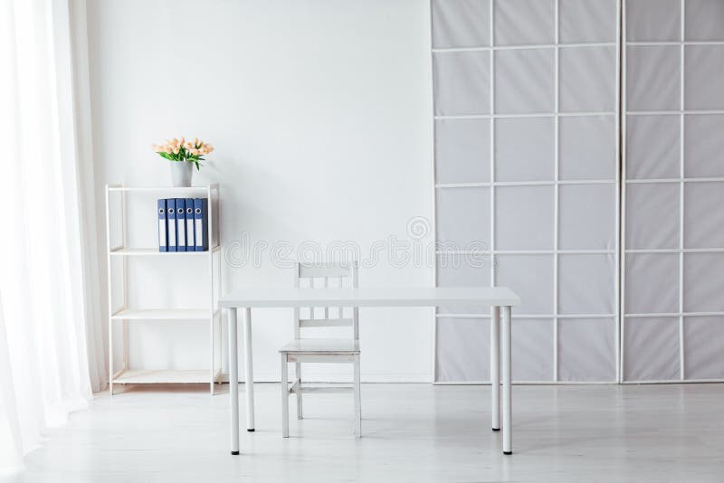 Interior of a White Office Office for Work Stock Image - Image of wall ...