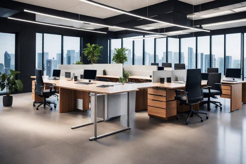 Interior of an office stock illustration. Illustration of hardwood ...