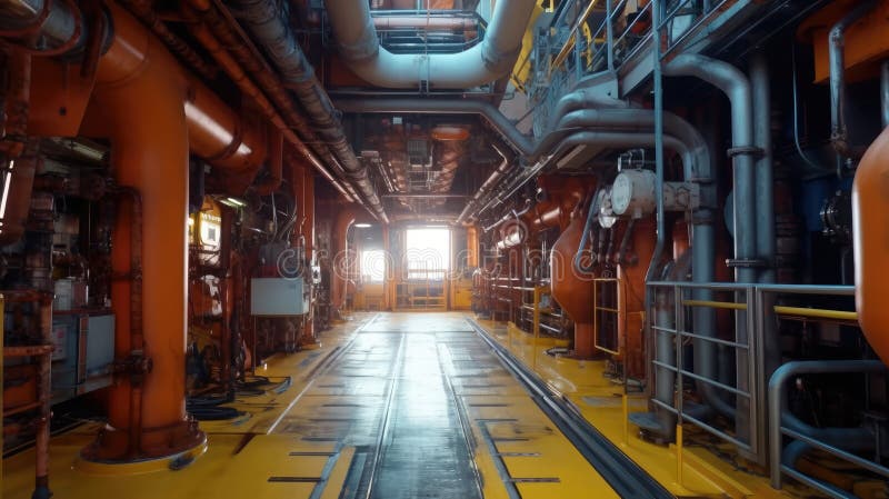 Interior Oil Platform, Prominent Features Include a Large Oil Pipeline ...