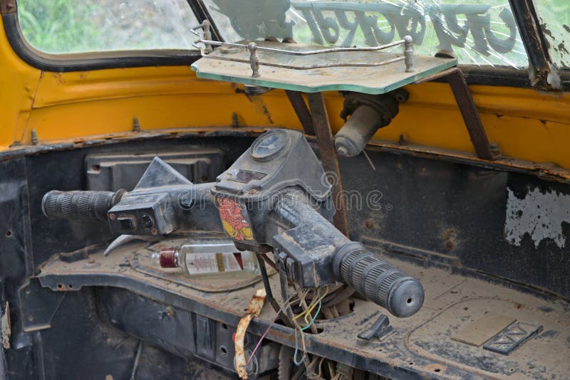 Interior of Old Abandoned Auto Rickshaw Editorial Photography - Image ...
