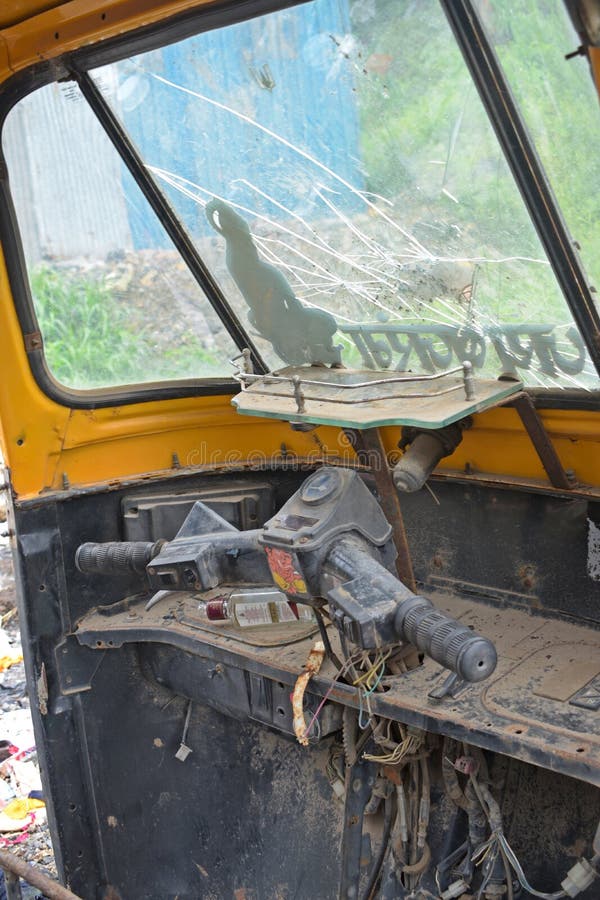 Interior of Old Abandoned Auto Rickshaw Editorial Image - Image of ...