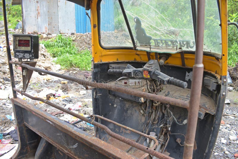 Interior of Old Abandoned Auto Rickshaw Editorial Stock Image - Image ...