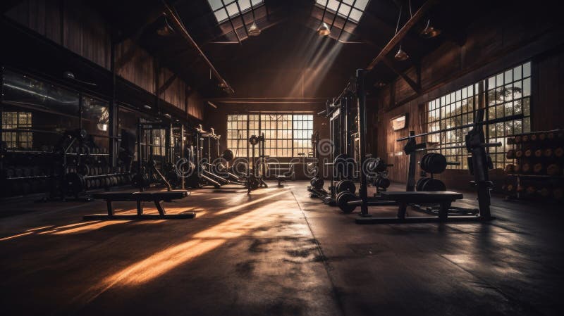 Interior of an Old Abandoned Gym. Toned Image Stock Illustration ...