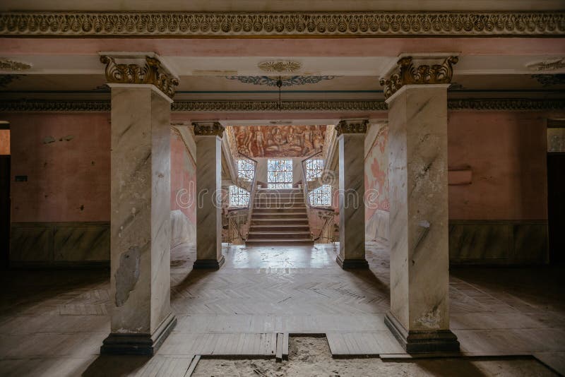 Interior of Old Abandoned Mansion or Theater Stock Photo - Image of ...