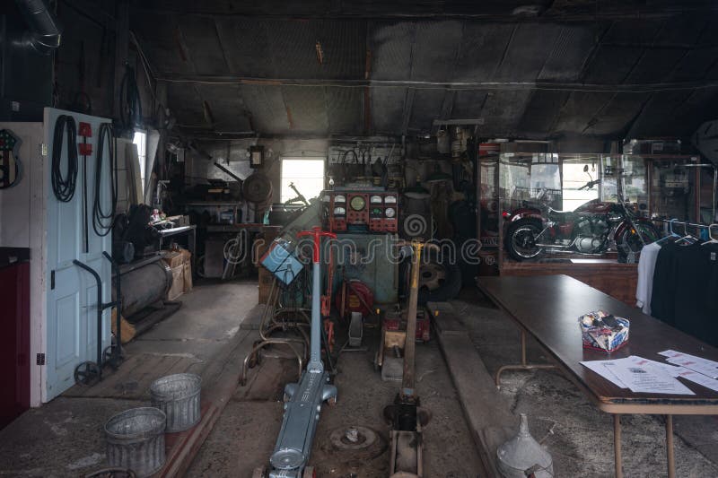 Interior of an Old Abandoned Mechanical Workshop at a Roadside Gas ... Interior of an Old Abandoned Mechanical Workshop at a Roadside Gas ...