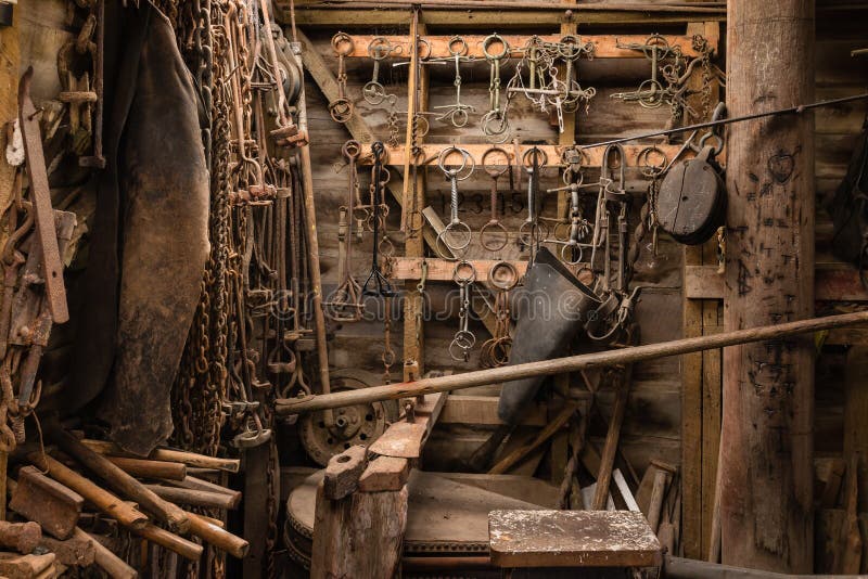 Interior of Old Blacksmith Workshop Stock Image - Image of ...