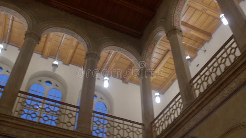 The Interior Old Building Has High Ceilings, Columns, Concrete Ceilings ...