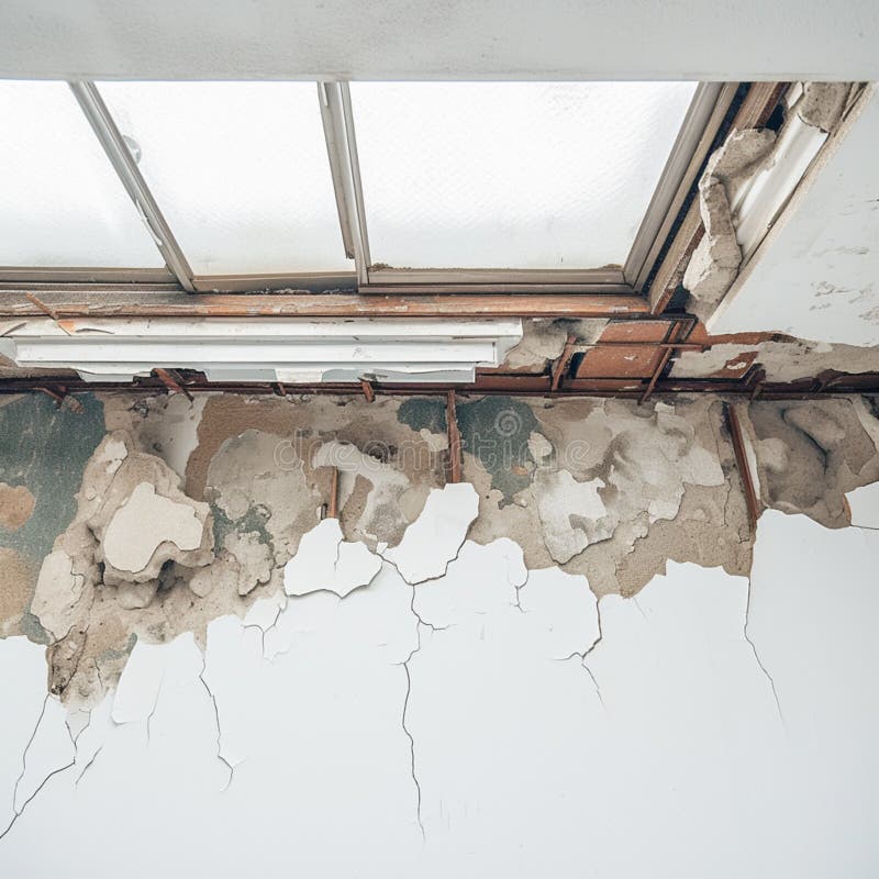 Interior of Old Building Water Damage Causes Cracked Ceiling Stock ...