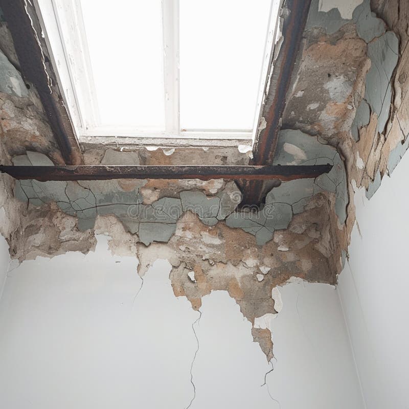 Interior of Old Building Water Damage Causes Cracked Ceiling Stock ...