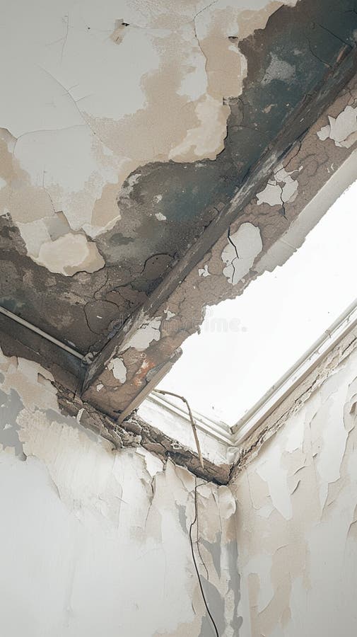 Interior of Old Building Water Damage Causes Cracked Ceiling Stock ...