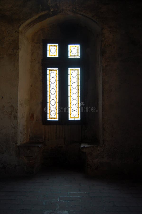 Interior of Old Castle with Walls, Windows and Ancient Decoration Stock ...
