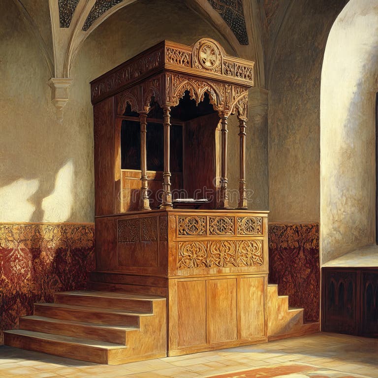 Interior of an Old Church. 3D Rendering. Computer Digital Drawing Stock ...