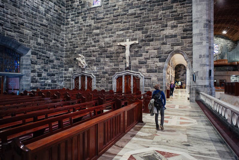Interior of an Old Church with People Standing Around the Altar ...