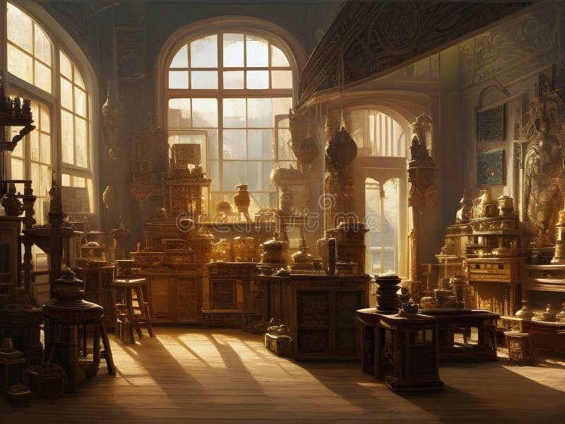 The Interior of an Old Cluttered Antique Store Full of Curios and ...