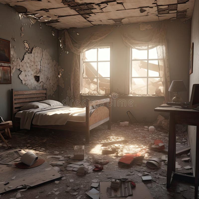 Interior of an Old Destroyed Room - War Concept Stock Image - Image of ...