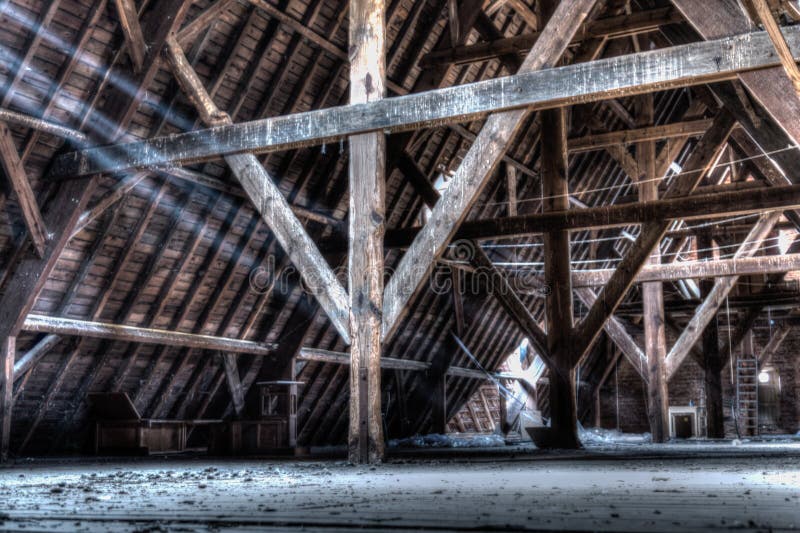 Interior Old Dusty Garret stock image. Image of illuminated - 117996055