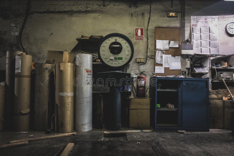 Interior of an Old Factory Producing Plastic Bags Stock Image - Image ...