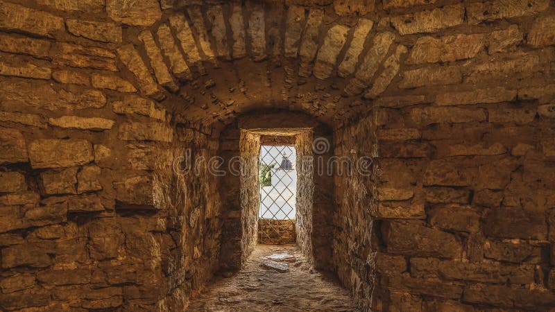Interior of the Old Fortress Tower. the Window Embrasures, Thick Walls ...