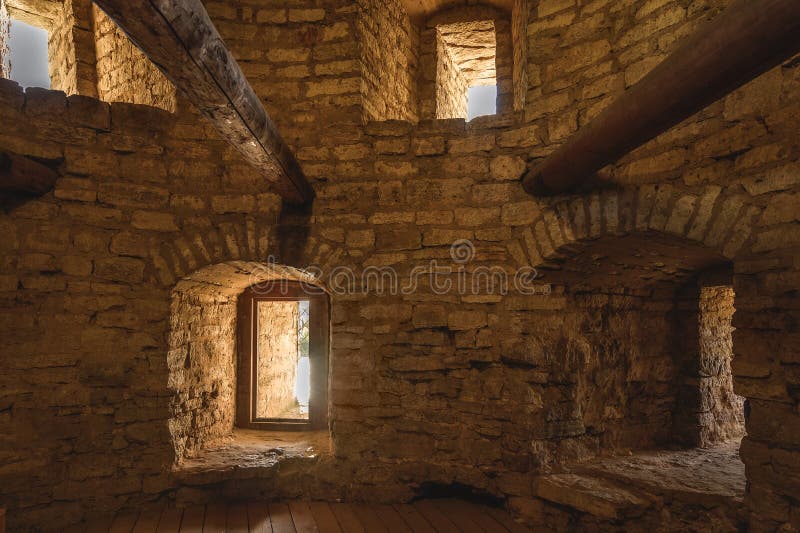 Interior of the Old Fortress Tower. the Window Embrasures, Thick Walls ...