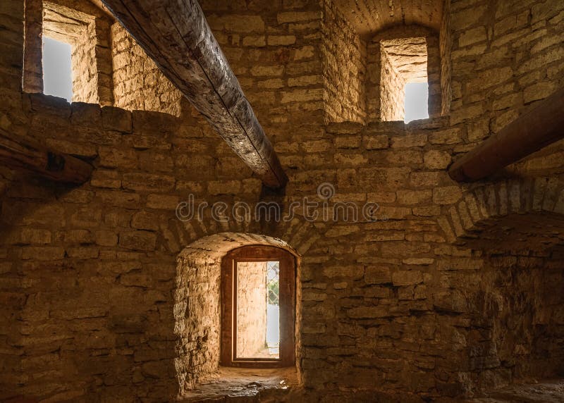 Interior of the Old Fortress Tower. the Window Embrasures, Thick Walls ...
