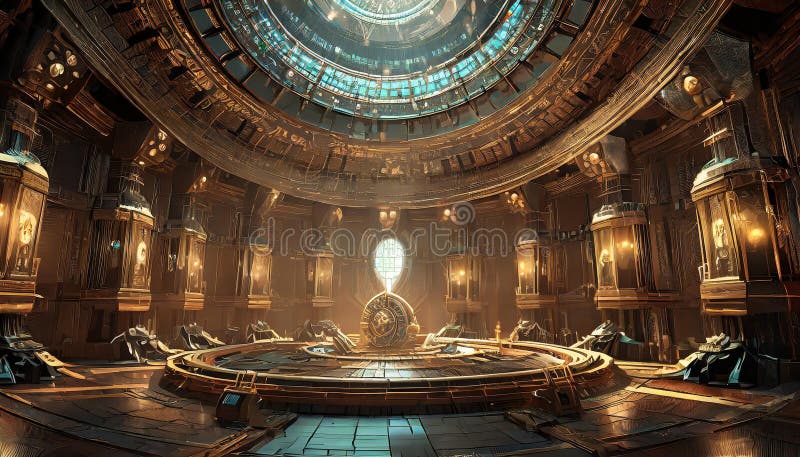 The Interior of an Old Hall Stock Illustration - Illustration of ...