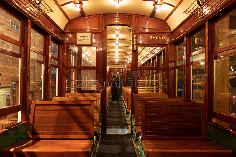 Interior of the Old Historic Tram from Early 20th Century Stock Photo ...