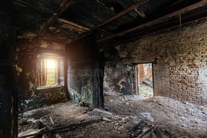 Interior of Old Historical Mansion after Fire Stock Image - Image of ...