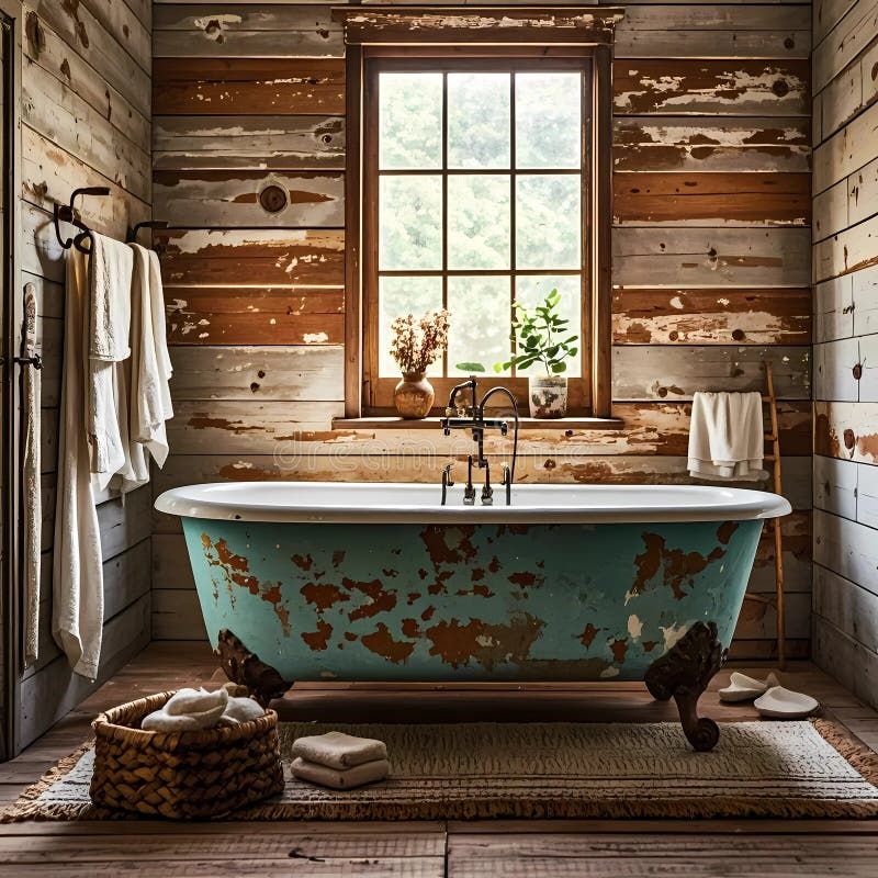 Interior of a Old House, Rusty Bathroom with a Window Overlooking a ...
