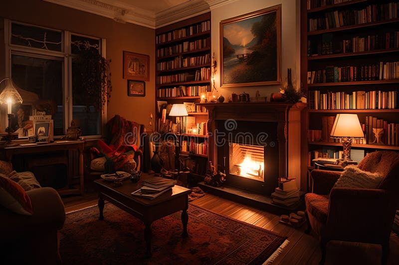 Old Library Fireplace Stock Illustrations – 226 Old Library Fireplace ...