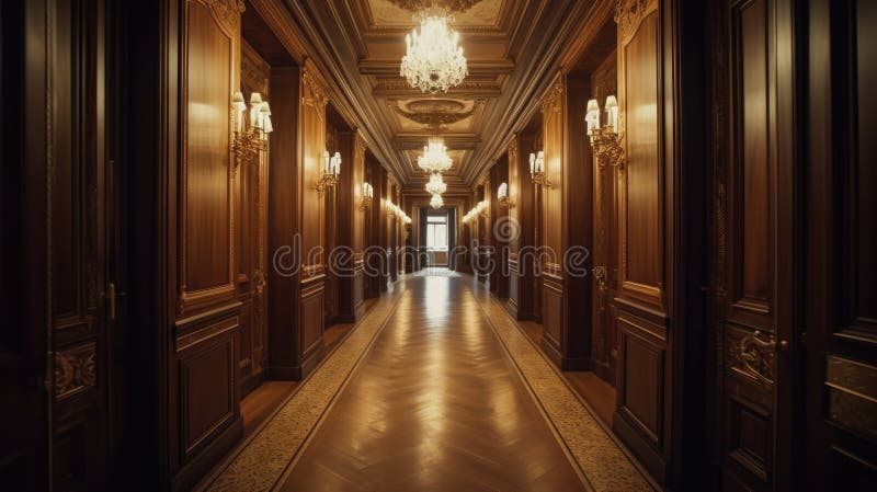 Interior of the Old Long Corridor - Made with Generative AI Tools Stock ...