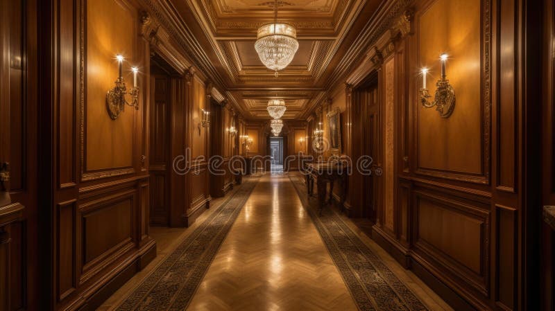 Interior of the Old Long Corridor - Made with Generative AI Tools Stock ...