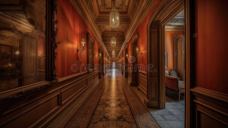Interior of the Old Long Corridor - Made with Generative AI Tools Stock ...