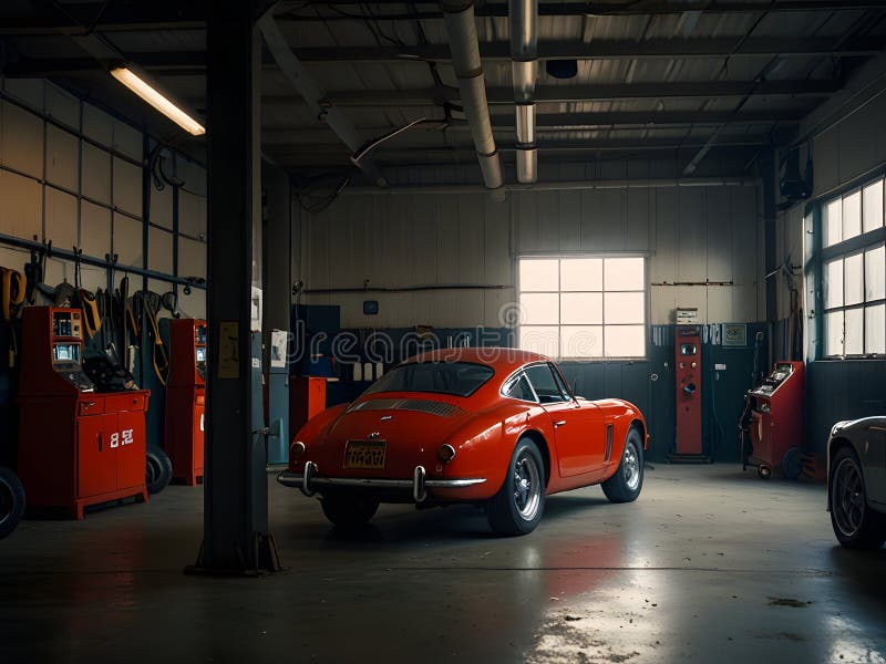 Interior of Old Mechanics Garage Stock Illustration - Illustration of ...