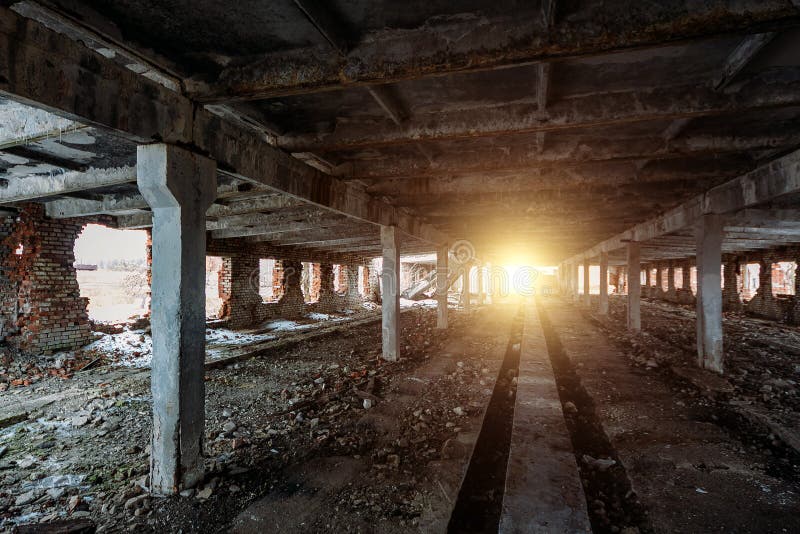 Interior of the Old Ruined Abandoned Barn Stock Photo - Image of damage ...