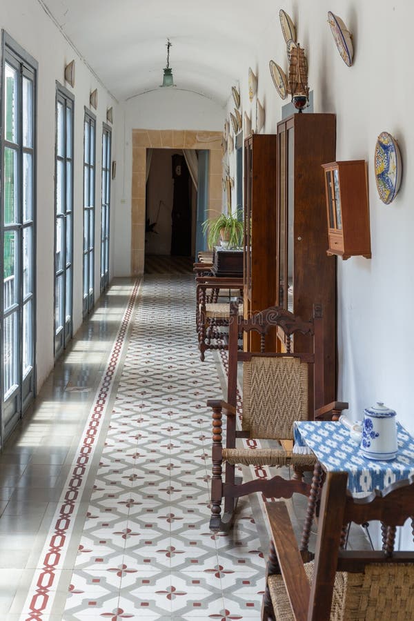 Interior of the Living Room of the Old Spanish Manor Editorial Stock ...