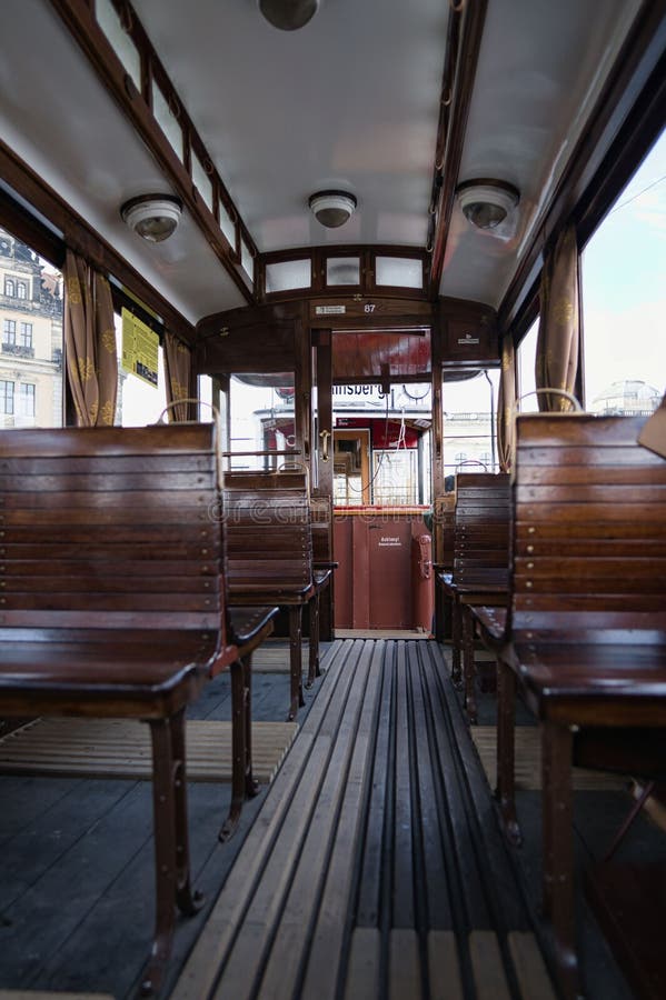 Interior of old tramway editorial stock image. Image of vintage - 265609319