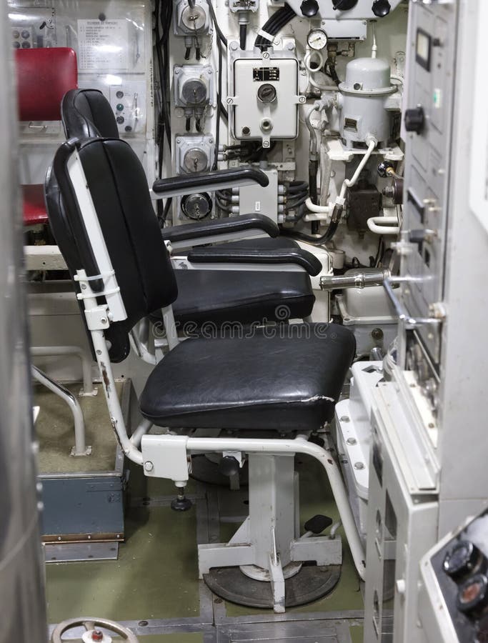 Interior of an Old Submarine - Command Room Stock Image - Image of army ...