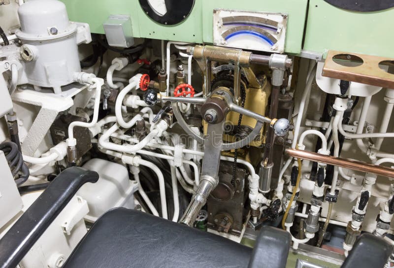 Interior of an Old Submarine - Command Room Stock Image - Image of ...