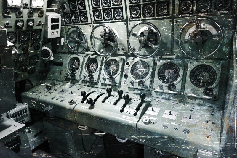 Interior of an Old Submarine - Command Room Stock Image - Image of navy ...