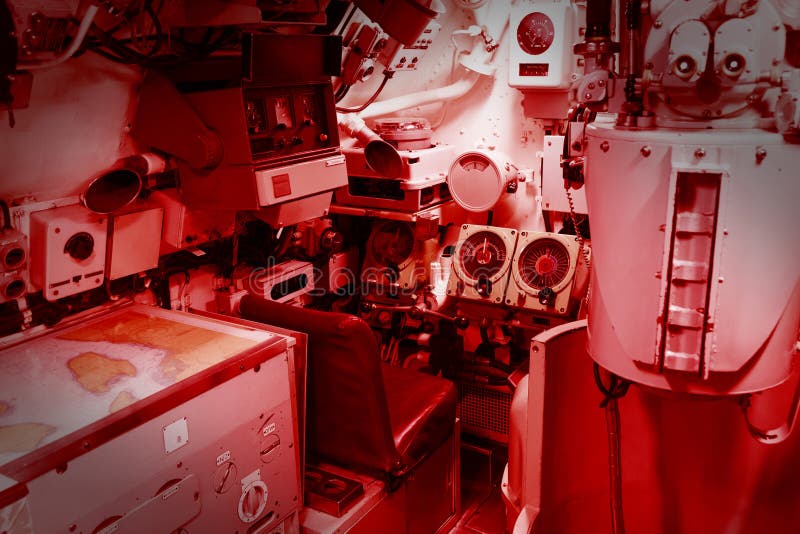 Interior of an Old Submarine - Command Room Stock Image - Image of ...