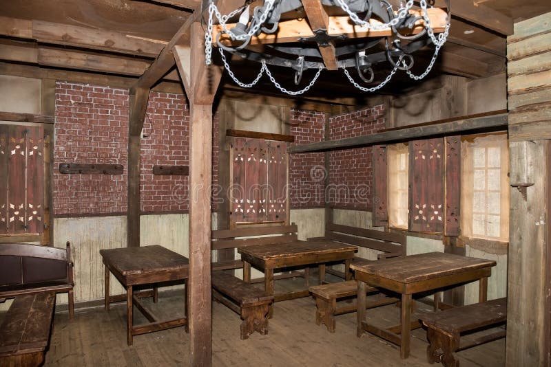 In the Old Tavern with Empty Tables Stock Image - Image of design ...